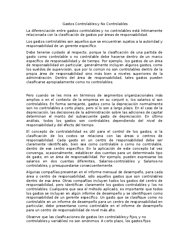 (DOC) Gastos Controlables y No Controlables