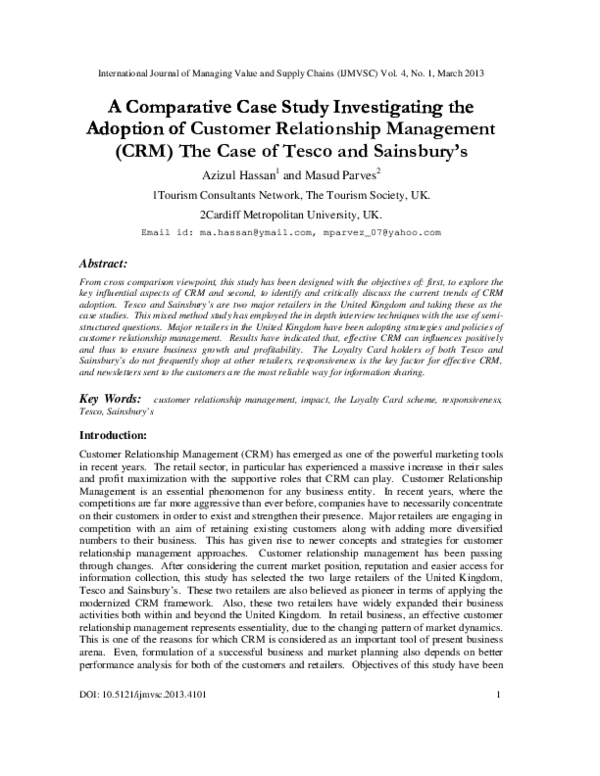 (PDF) A Comparative Case Study Investigating the Adoption of Customer ...