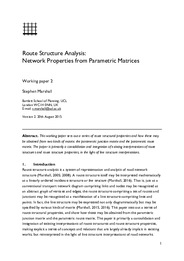(PDF) Route Structure Analysis Working Paper 2: Network Properties from ...