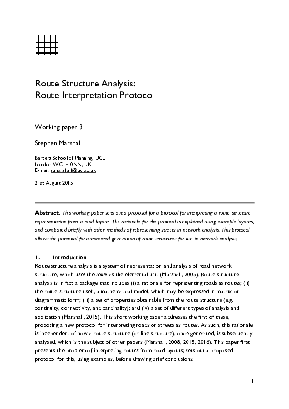 (PDF) Route Structure Analysis Working Paper 3: Route Interpretation ...