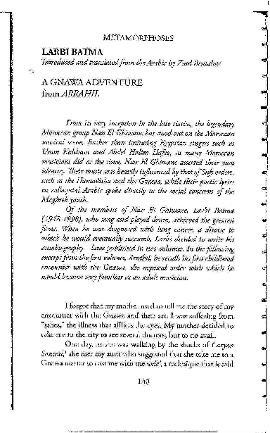 (PDF) Batma, Larbi. “A Gnawa Adventure” [Translation]