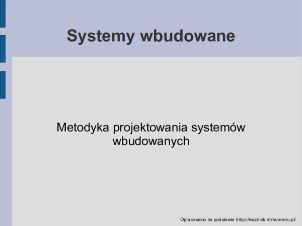 (PDF) Systemy wbudowane Metodyka projektowania systemów wbudowanych
