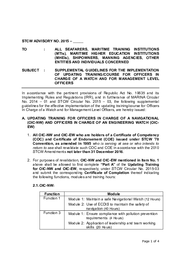 (DOC) Subject : Supplemental Guidelines for the Implementation of ...