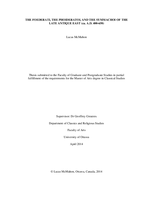 The foederati, the phoideratoi, and the symmachoi of the late antique ...