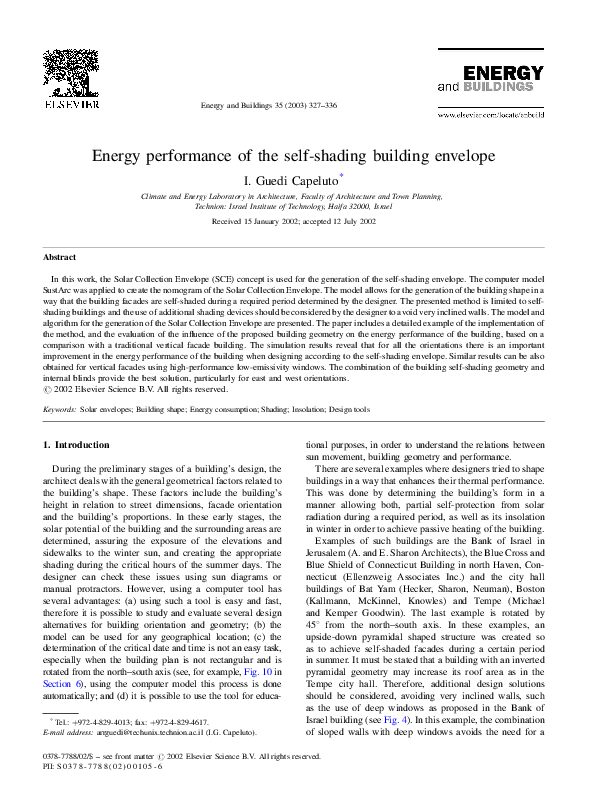 (PDF) Energy performance of the self-shading building envelope