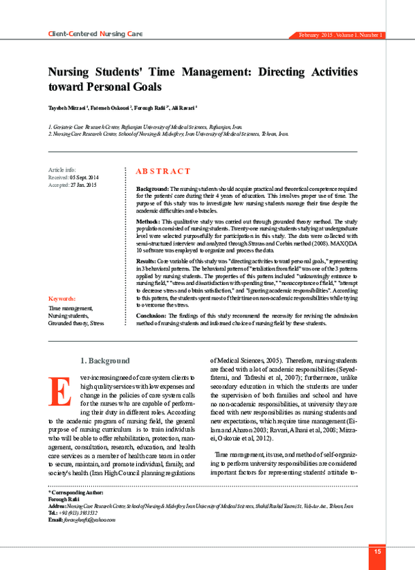 (PDF) Nursing Students' Time Management: Directing Activities toward ...