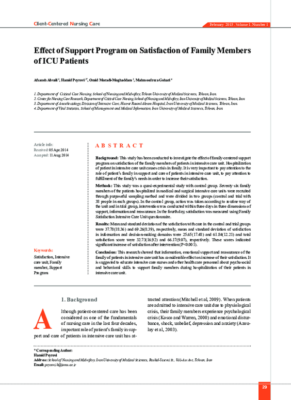 (PDF) Effect of Support Program on Satisfaction of Family Members of ...