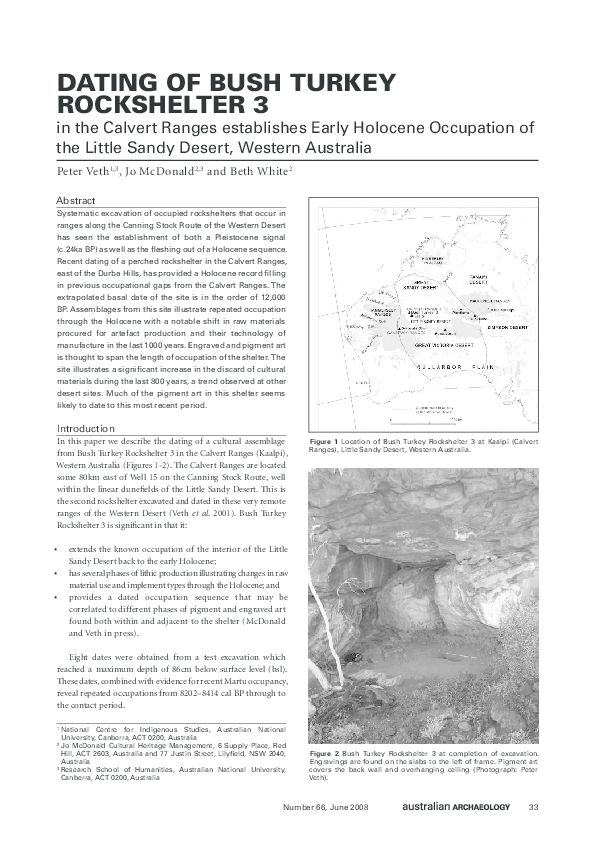 (PDF) Dating of Bush Turkey Rockshelter 3 in the Calvert Ranges ...