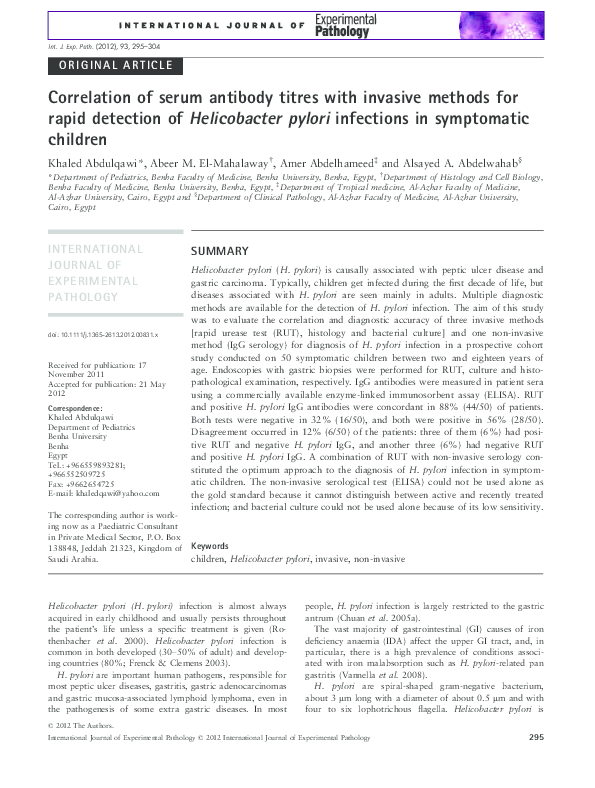 (PDF) Correlation of serum antibody titres with invasive methods for ...