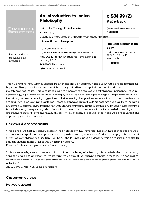 (PDF) An Introduction to Indian Philosophy