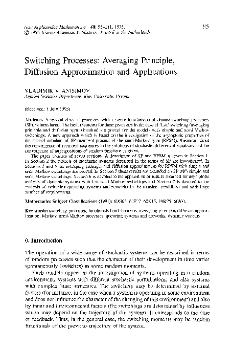 Pdf Switching Processes Averaging Principle Diffusion Approximation