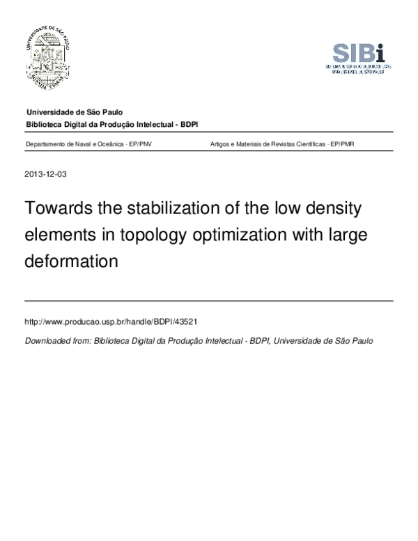 (PDF) Towards the stabilization of the low density elements in topology optimization with large ...