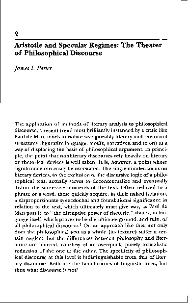 Aristotle and Specular Regimes: The Theater of Philosophical Discourse