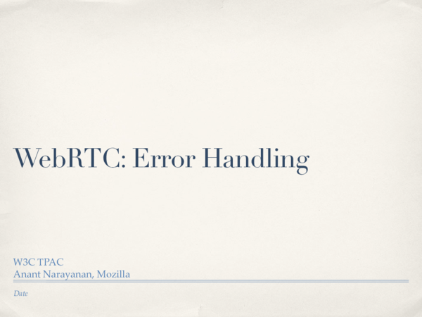 Pdf Web Rtc W3 Web Rtc Error Handling 2011 Nikola Bogdanov