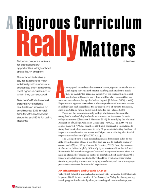 (PDF) A Rigorous Curriculum Really Matters