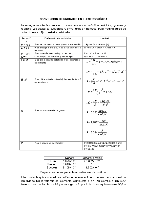 (DOC) CONVERSIÓN DE UNIDADES EN ELECTROQUÍMICA