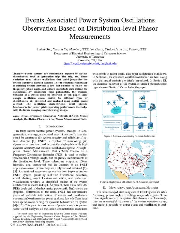 Pdf Events Associated Power System Oscillations Observation Based On Distribution Level Phasor
