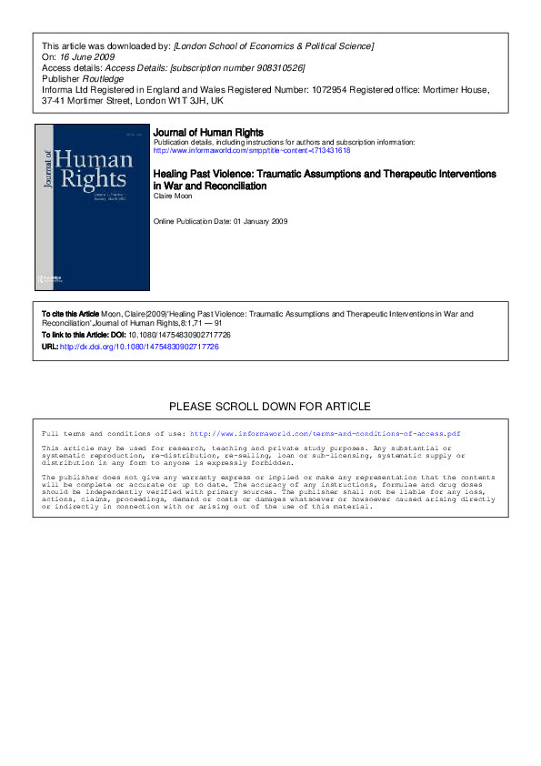 (PDF) Healing past violence: traumatic assumptions and therapeutic ...