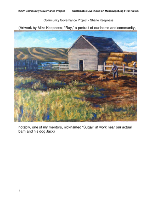 (PDF) Sustainable Livelihood on Muscowpetung First Nation | Shane ...