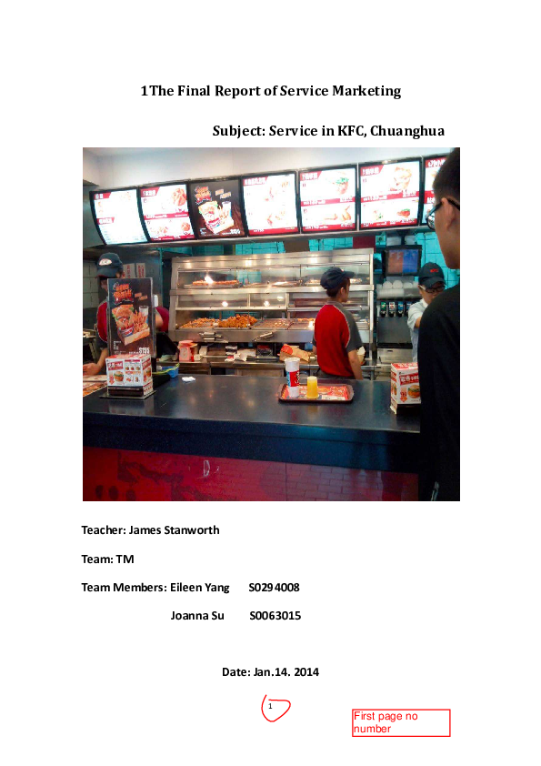 (PDF) 1The Final Report of Service Marketing Subject: Service in KFC ...