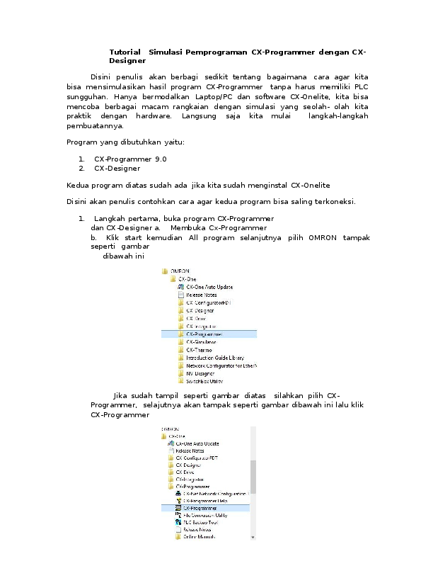 (DOC) Tutorial Simulasi Pemprograman CX-Programmer dengan CX-Designer
