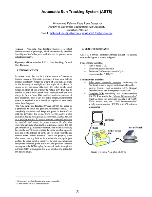 (PDF) Automatic Sun Tracking System (ASTS)
