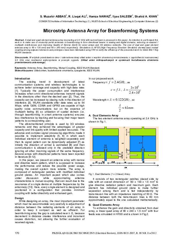 (PDF) Microstrip Antenna Array for Beamforming Systems