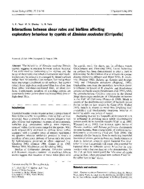 (PDF) Interactions between shear rates and biofilms affecting ...
