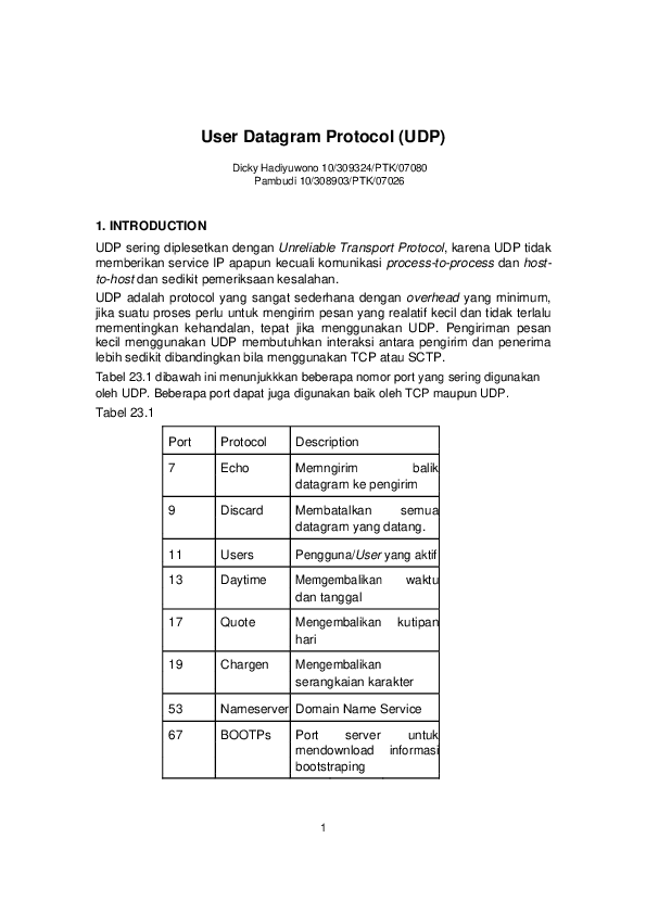 (PDF) User Datagram Protocol (UDP