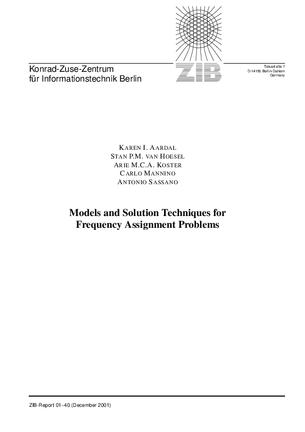 (PDF) Models and Solution Techniques for Frequency Assignment Problems ...