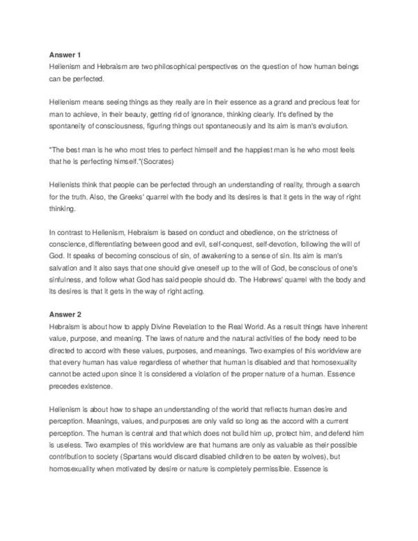 (DOC) Answer 1 Hellenism and Hebraism | Khama Chakma - Academia.edu