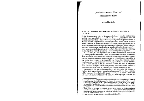 (PDF) Overview: Iranian Islam and Persianate Sufism