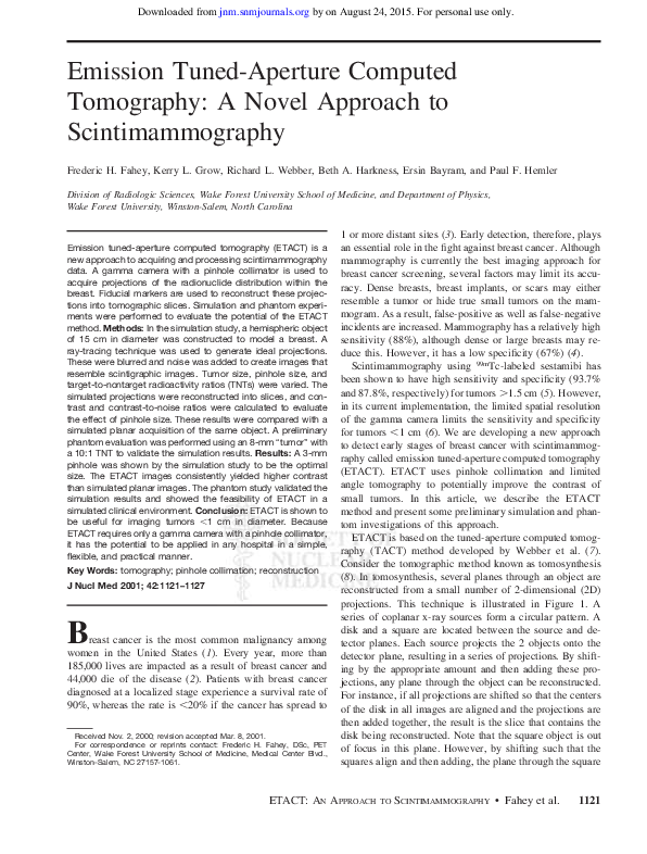(PDF) Emission Tuned-Aperture Computed Tomography: A Novel Approach to ...
