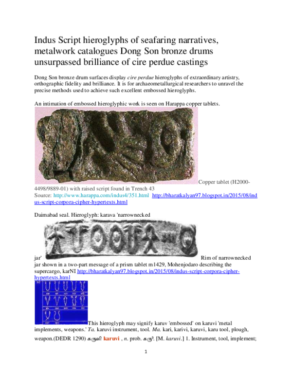 (PDF) Dong Son Drums: Indus Hieroglyph Artistry