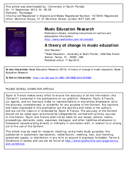 (PDF) A theory of change in music education