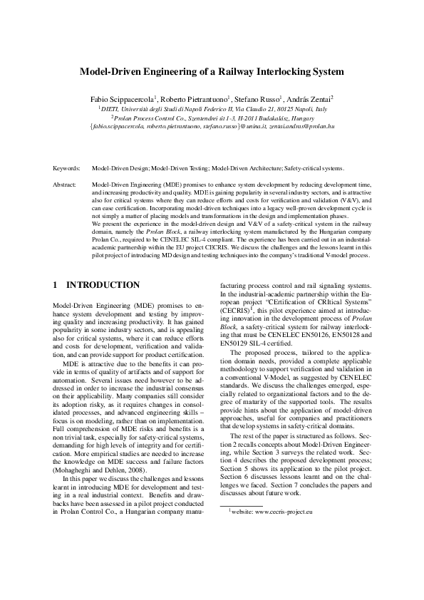 (PDF) Model-Driven Engineering of a Railway Interlocking System