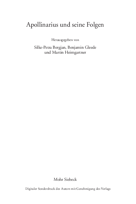 Apollinarius of Laodicea and Gregory of Nazianz: the Early Years