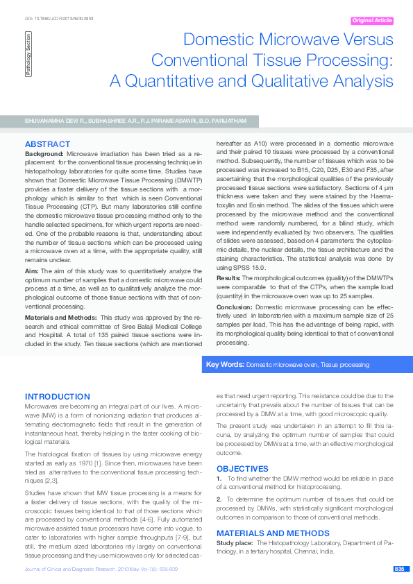 (PDF) Original Article Domestic Microwave Versus Conventional Tissue ...