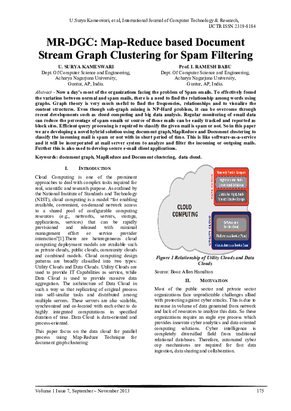 (PDF) MR-DGC: Map-Reduce based Document Stream Graph Clustering for Spam Filtering