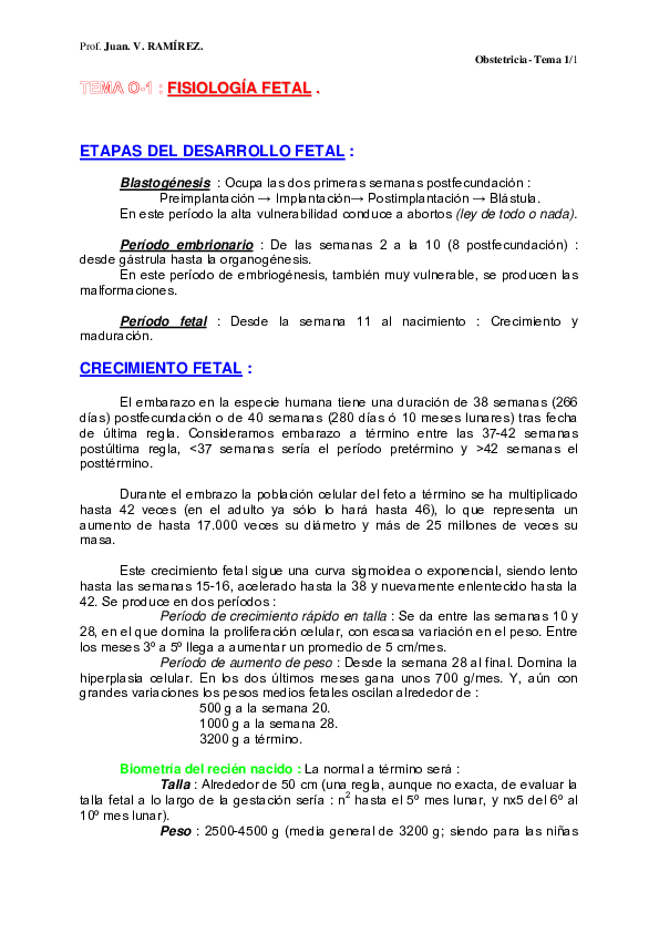 (PDF) FISIOLOGÍA FETAL . ETAPAS DEL DESARROLLO FETAL : Blastogénesis ...