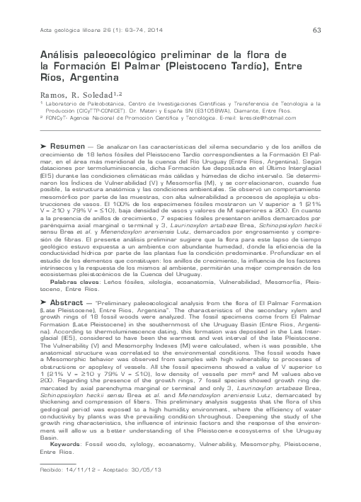 (PDF) Preliminary paleoecological analysis from the flora of El Palmar ...