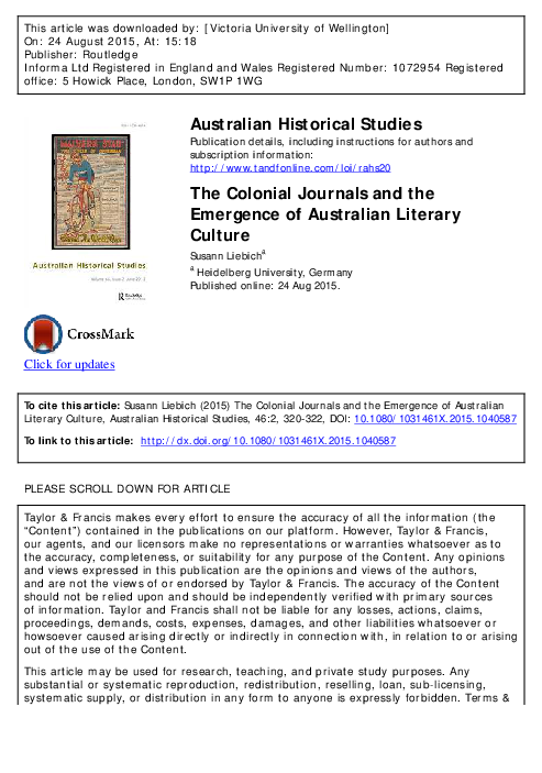 (PDF) Review of The Colonial Journals and the Emergence of Australian ...