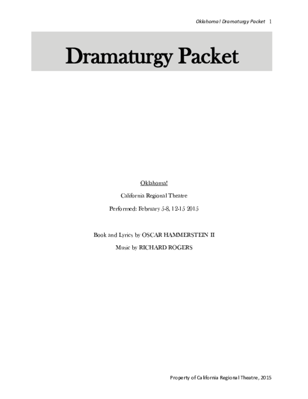 (PDF) Oklahoma! Dramaturgy Packet