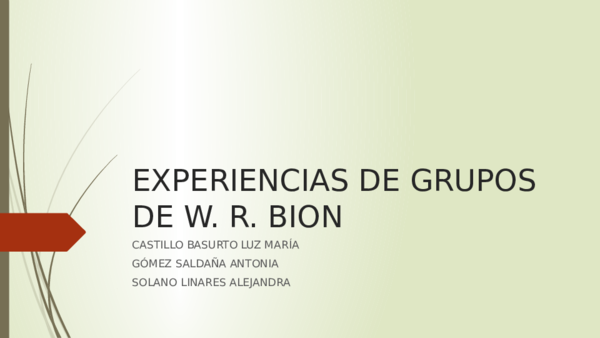 (PPT) EXPERIENCIAS DE GRUPOS DE W. BION