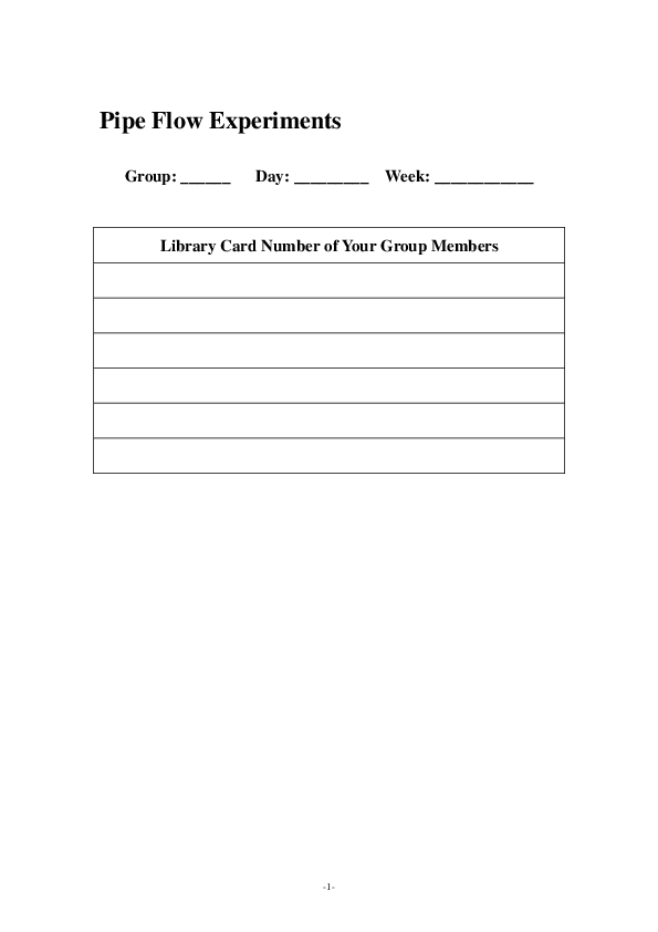 (PDF) Pipe Flow Experiments Section I Theoretical Preparation