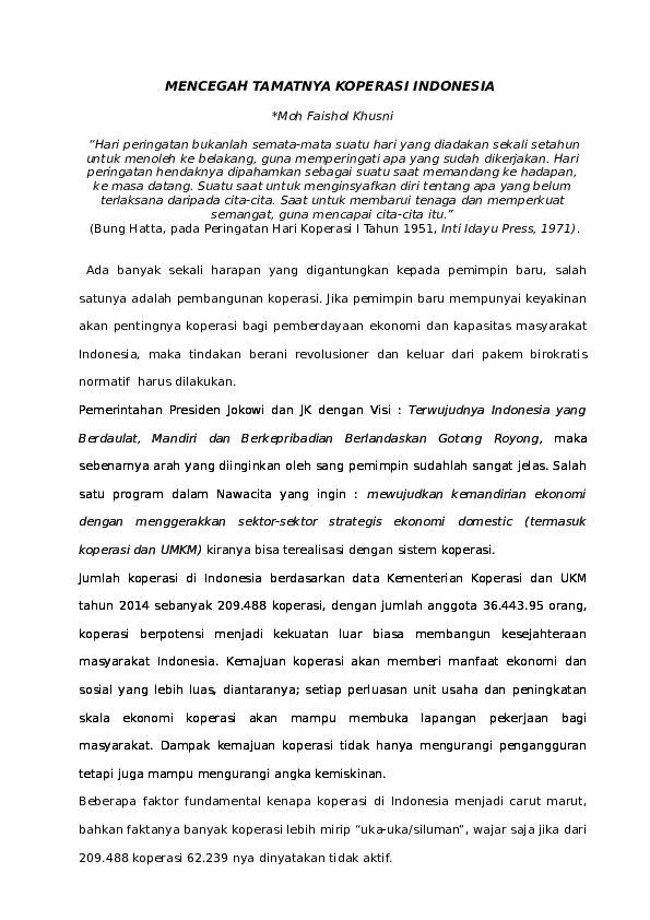 (DOC) Rubrik Opini Jawa Pos Hari Koperasi 12 Juli 2015