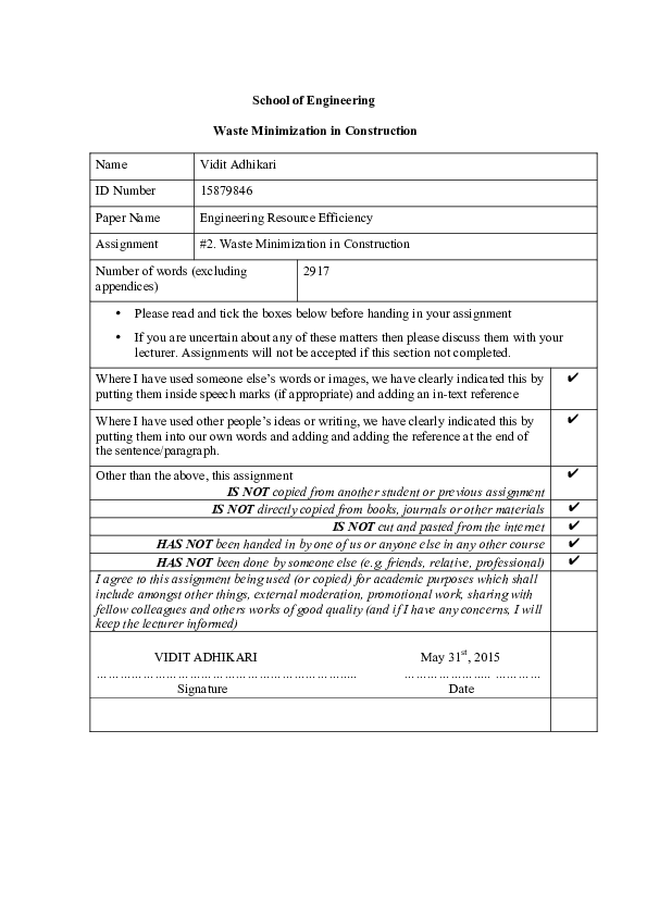 (PDF) Waste Minimisation in Construction