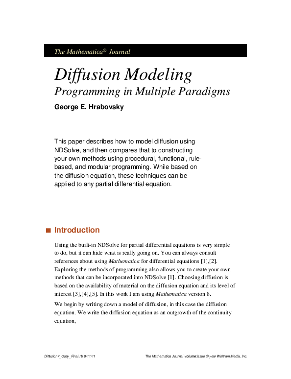 (PDF) Diffusion Modeling