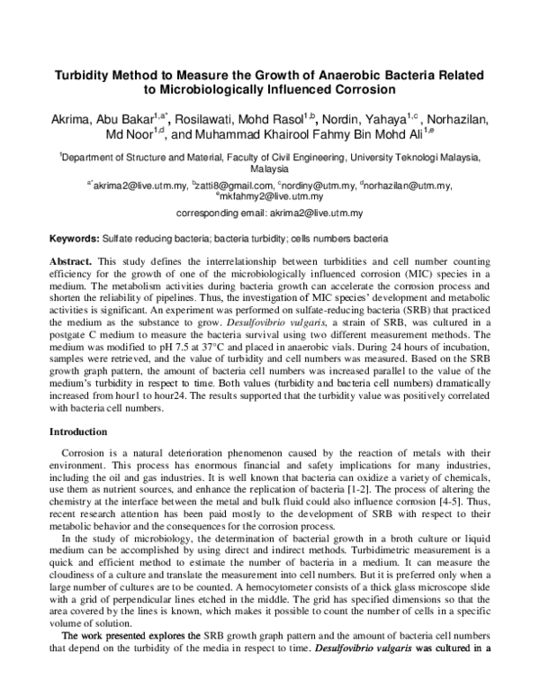 (PDF) Turbidity Method to Measure the Growth of Anaerobic Bacteria ...