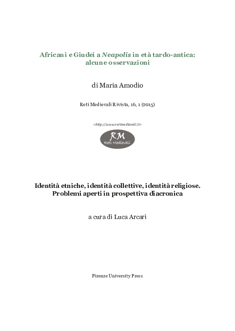 (PDF) Maria Amodio, Africani e Giudei a Neapolis in età tardo-antica ...